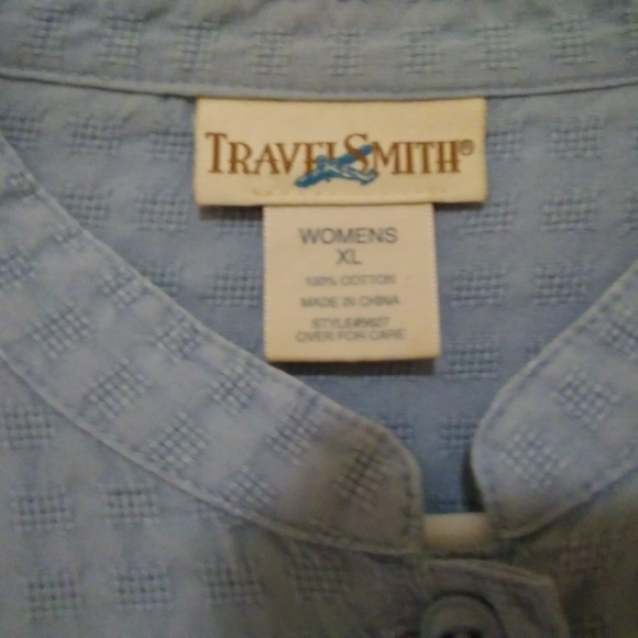 TravelSmith | Tops | Blue Textured Button Down Tunic In Women | Poshmark